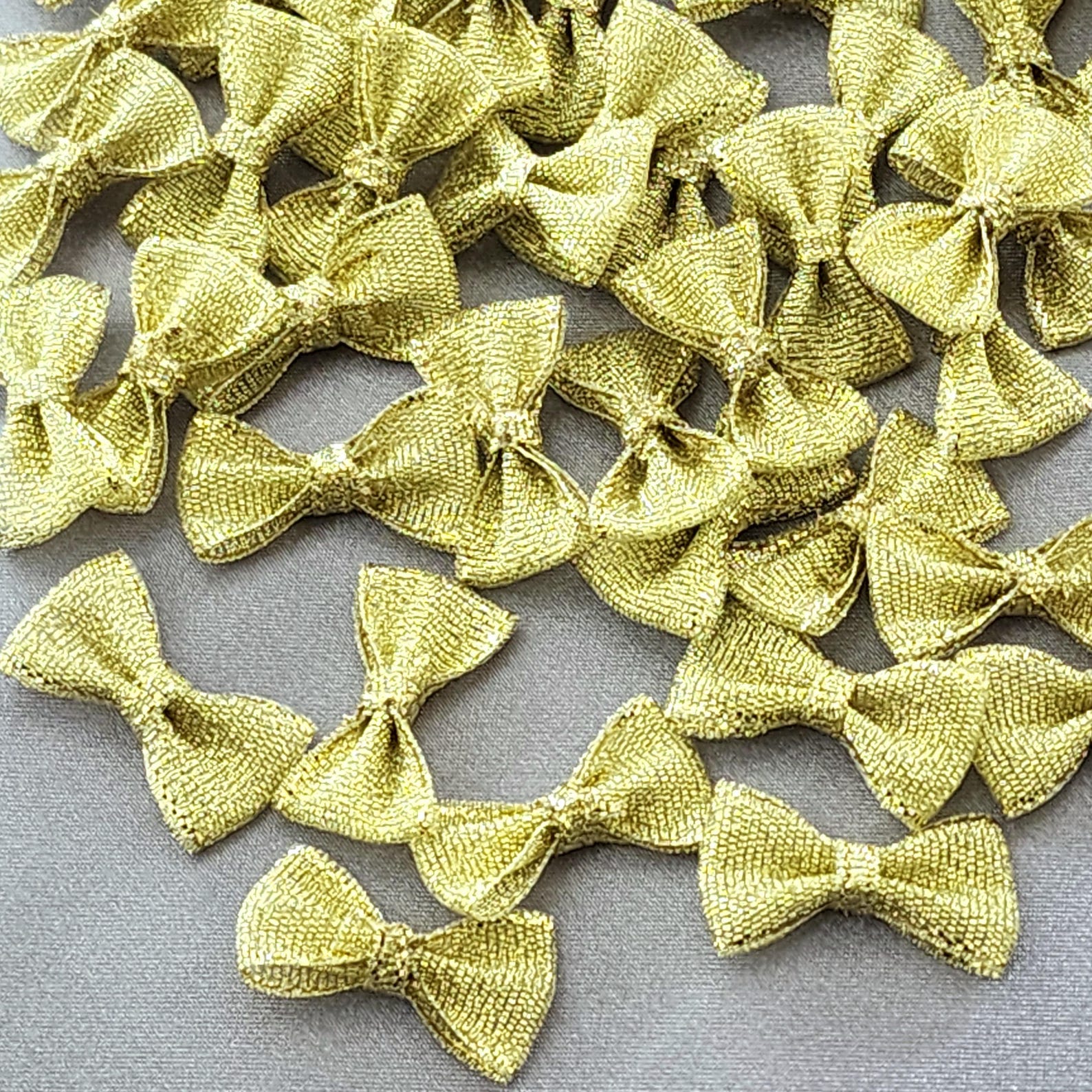 Mini Gold Bow Metallic Ribbon Bow for Craft DIY Gold Embellishment ...