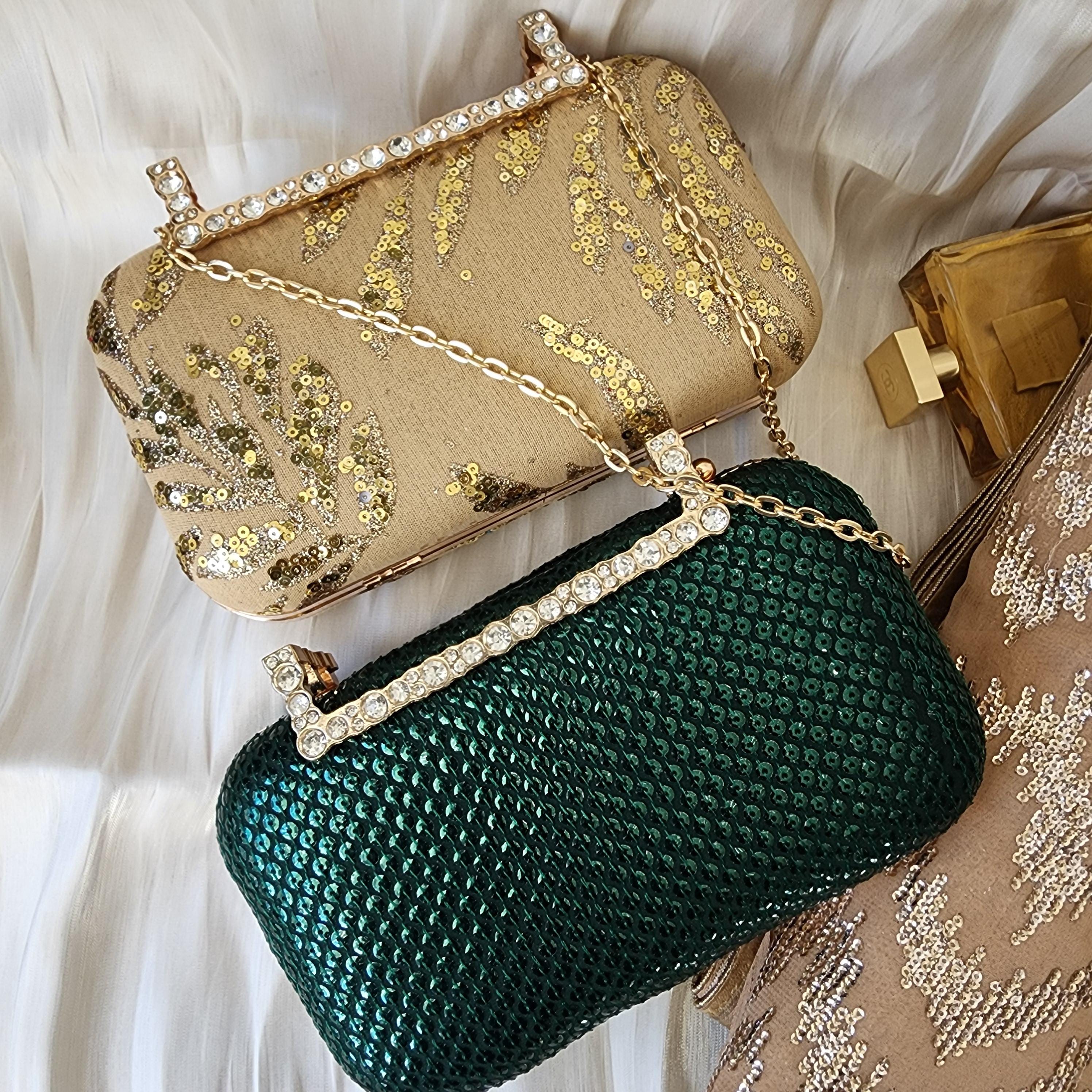 Elegant Emerald Green Clutch Gold Evening Clutch Bridal Bag Green ...