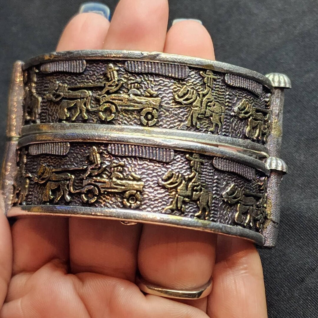 Oxidized Indian Bangle Openable Silver Kada Broad Antique Polished Kada ...