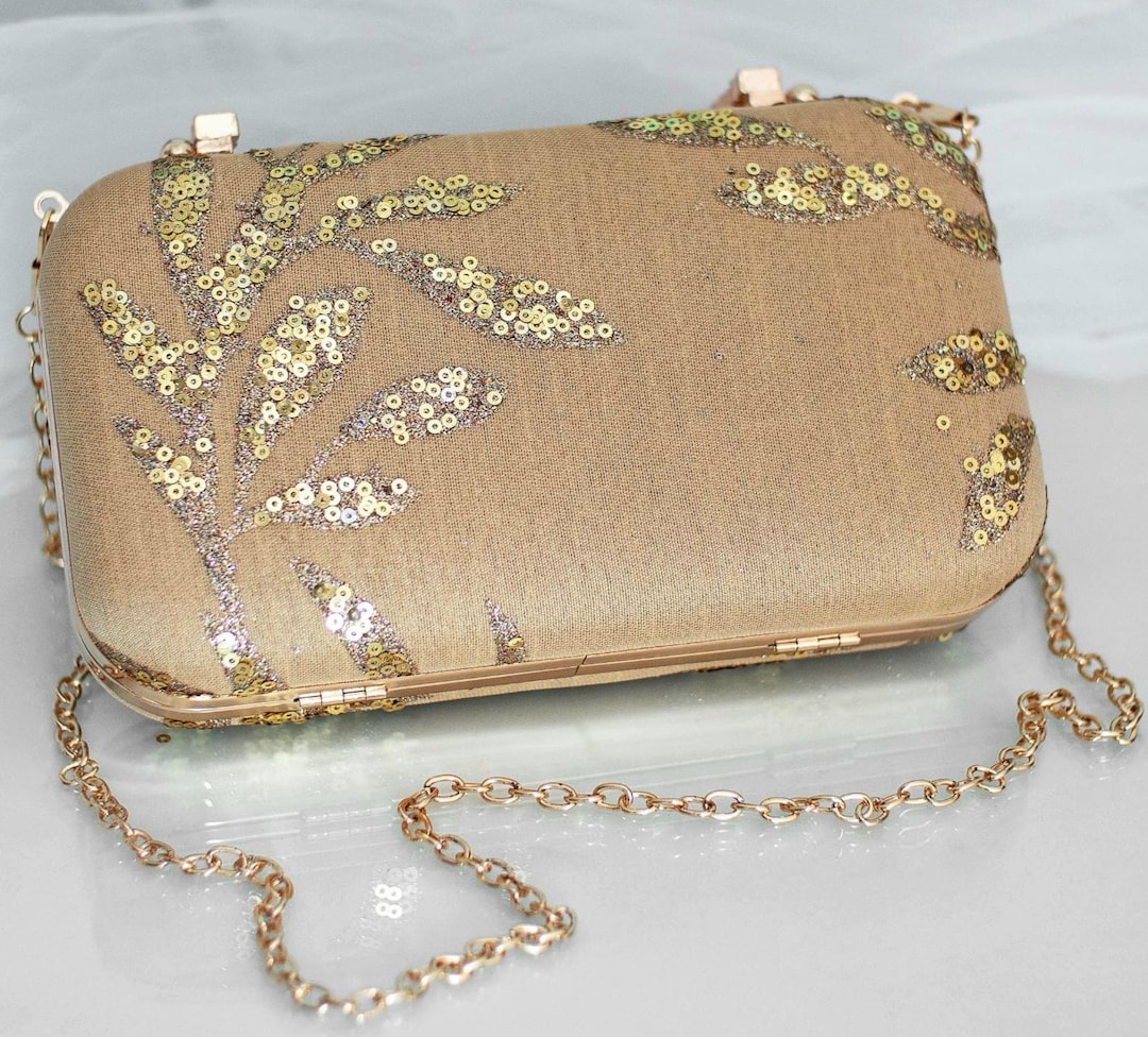 Champagne Clutch Sequin Purse for Women Gift Idea Floral Clutch Bag ...
