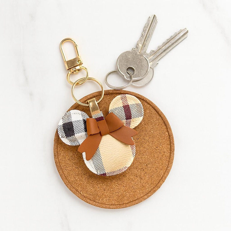 Checkered Bagpack Charm Plaid Keychain With Bow Personalized Bag Charm ...