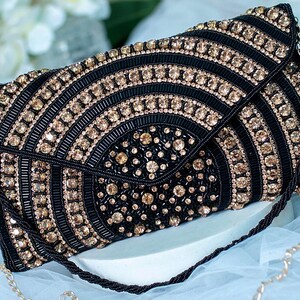 Formal Evening Bag Black Gold Clutch Wedding Guest Purse Evening Bag ...