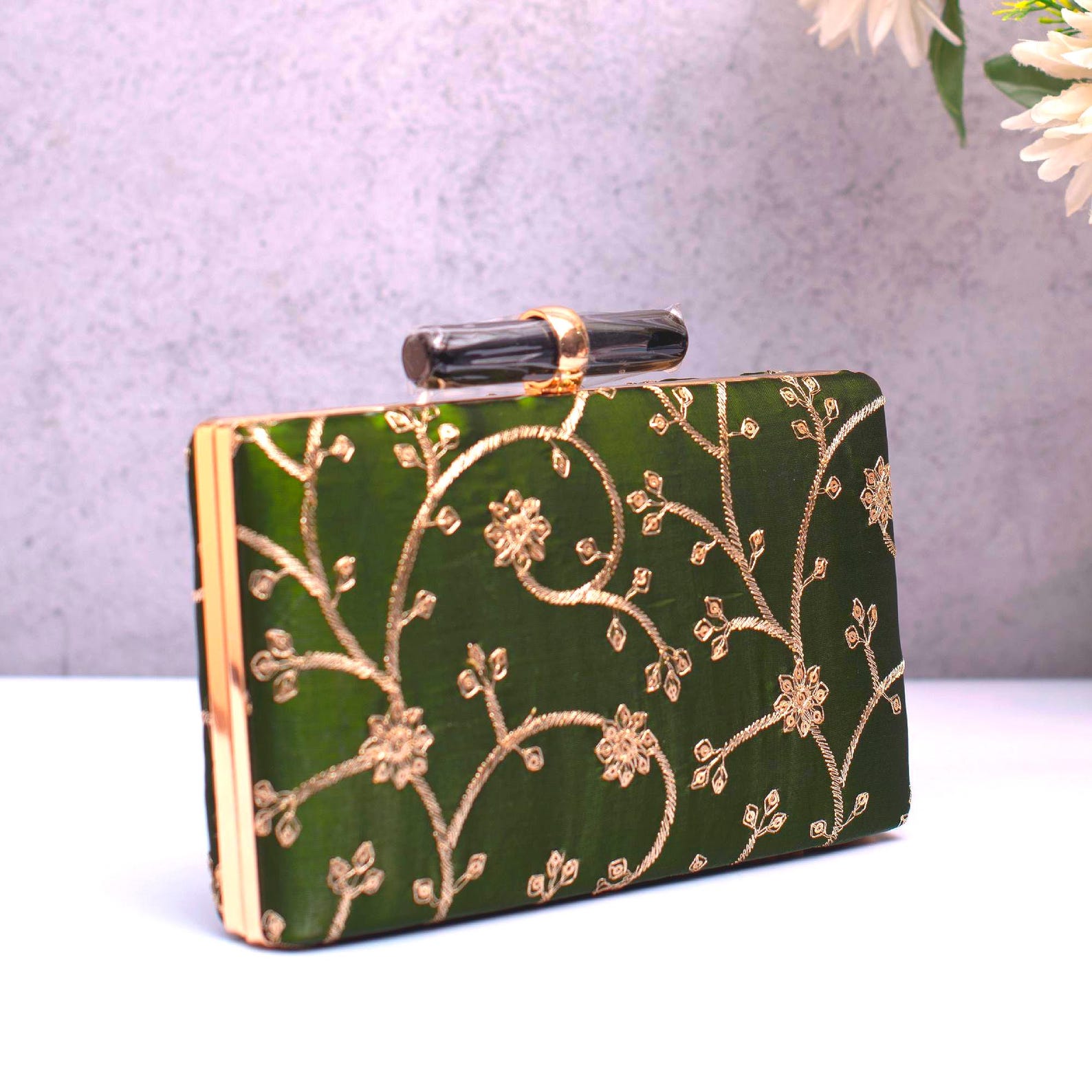 Green Clutch Bag Gold Evening Purse Bag Gala Night Formal Purse Red ...