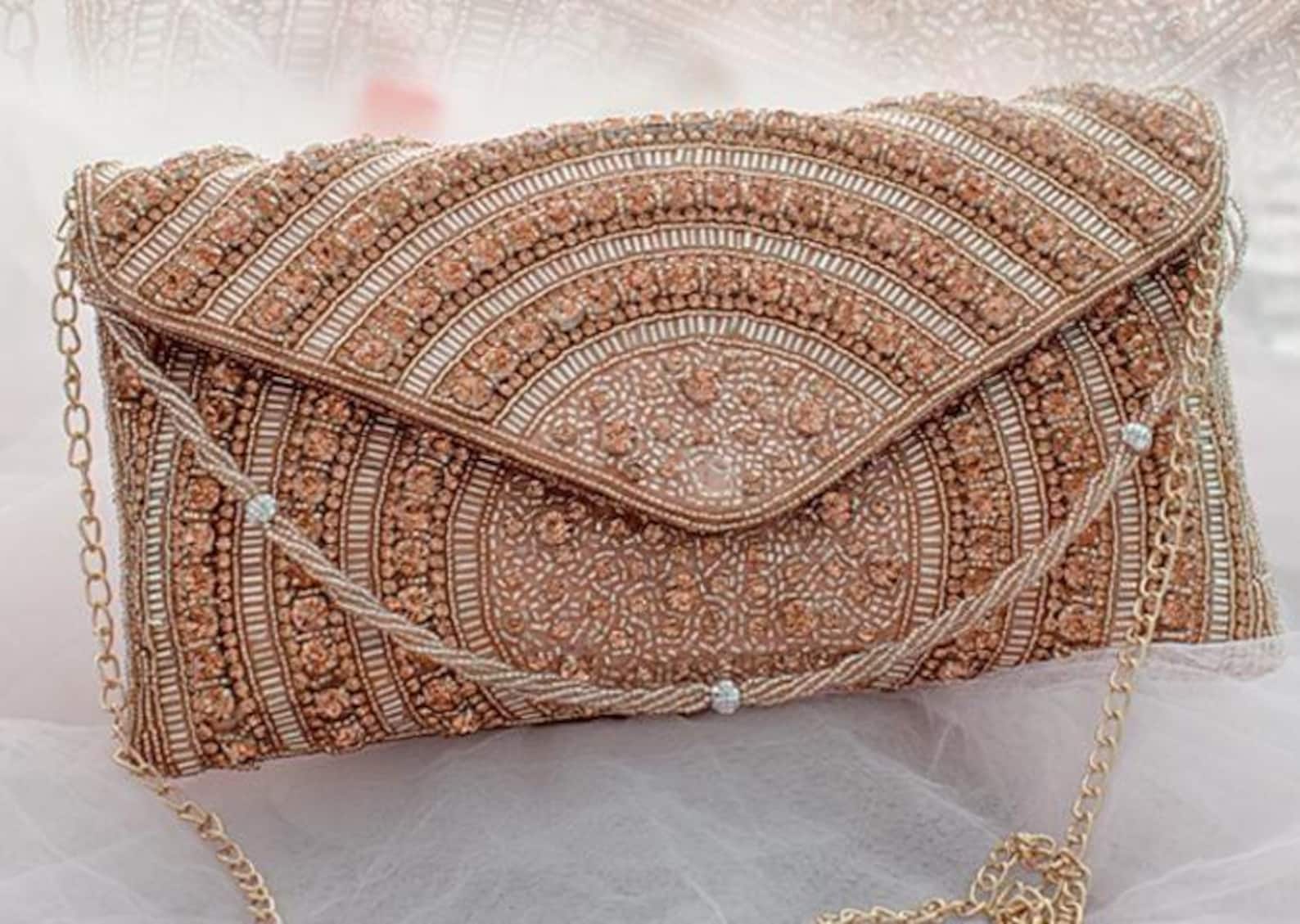 Pink Luxury Beaded Clutch Pink Evening Bag Wedding Party Purse Formal ...