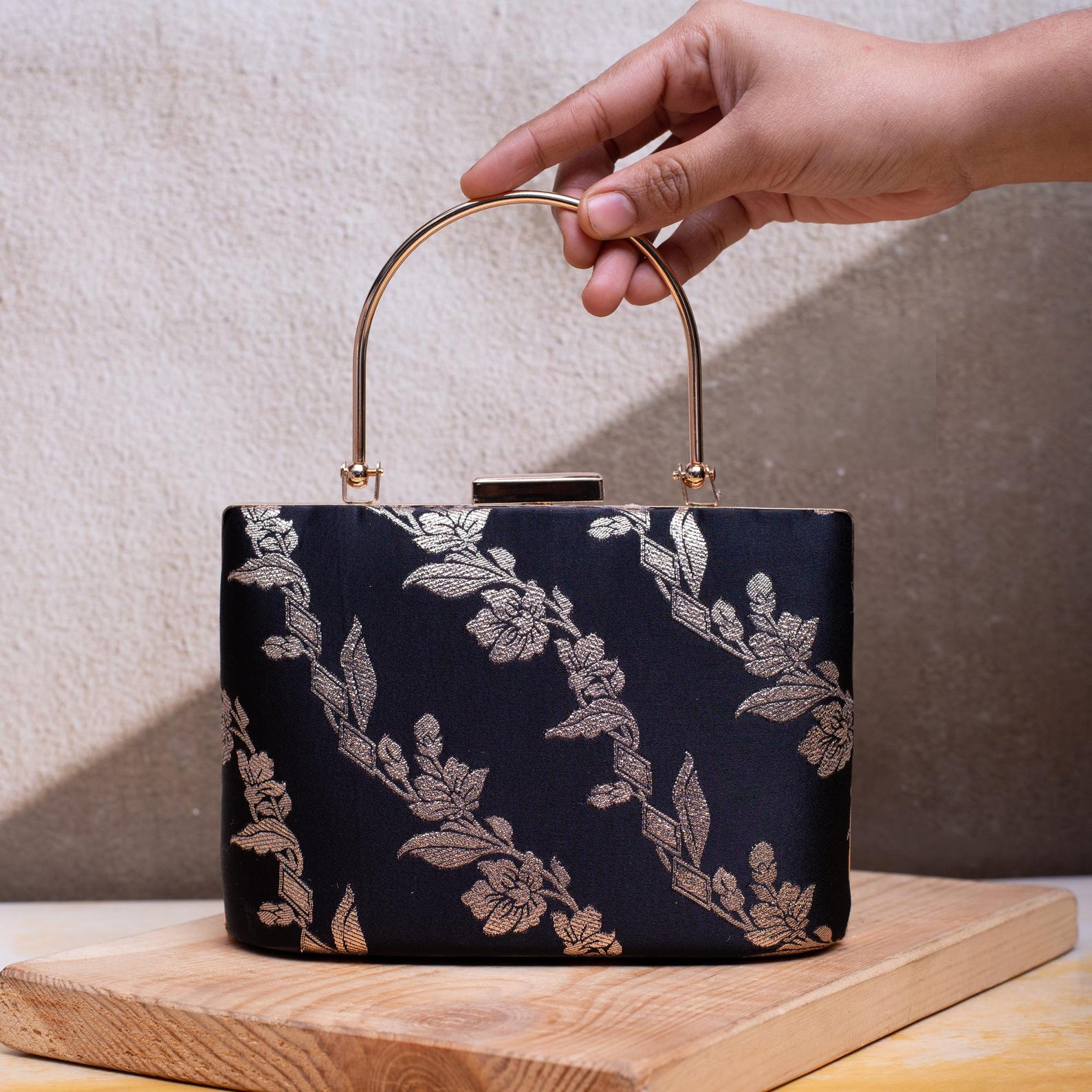 Turquoise Clutch Handbag With Gold Floral Embroidery Clutch for Mother ...