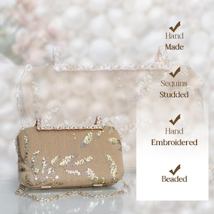 Champagne Clutch Sequin Purse for Women Gift Idea Floral Clutch Bag ...
