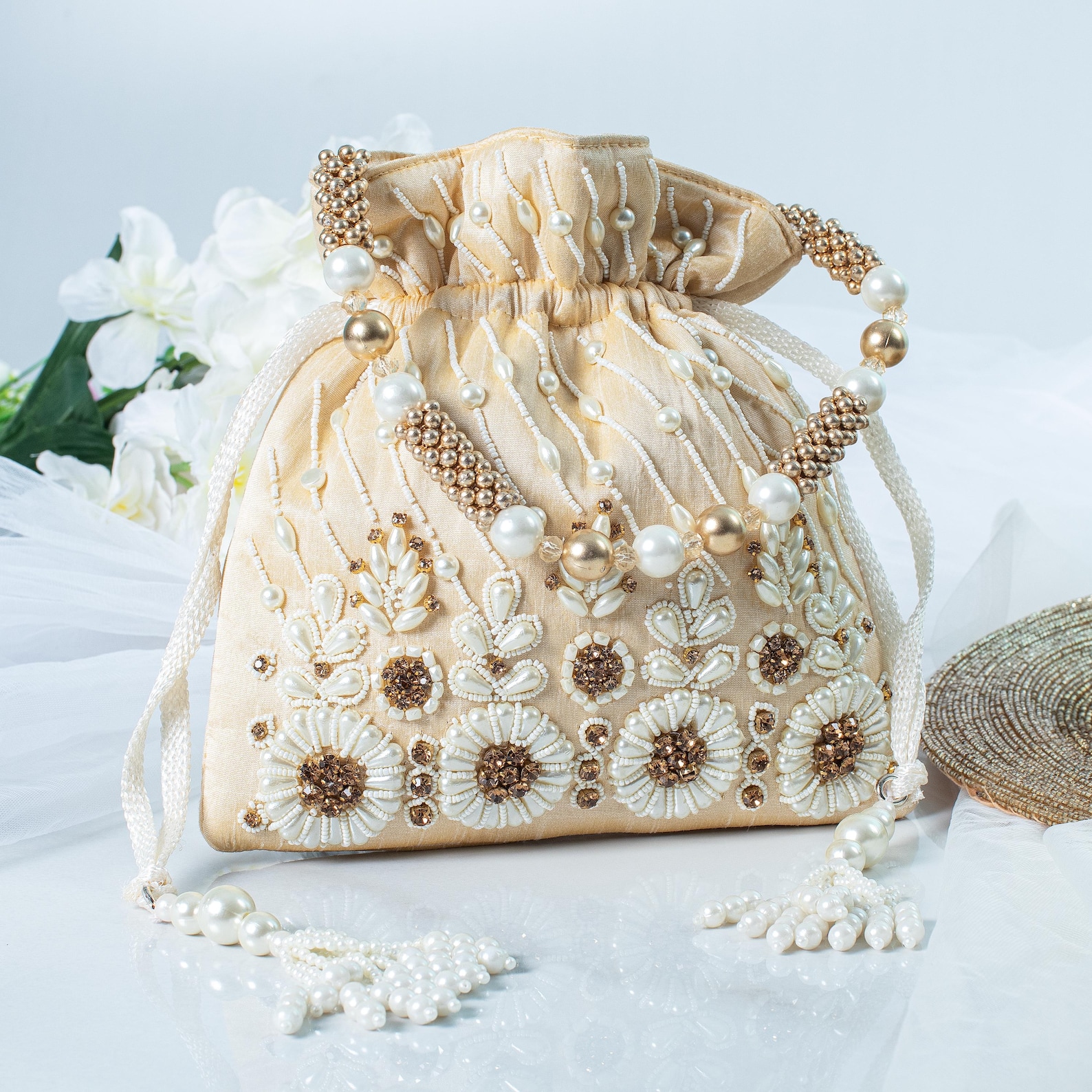 Beaded Potli Bag Wedding Purse Evening Bridal Bag Indian Wedding Potli ...