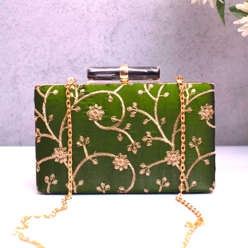 Green Clutch Bag Gold Evening Purse Bag Gala Night Formal Purse Red ...