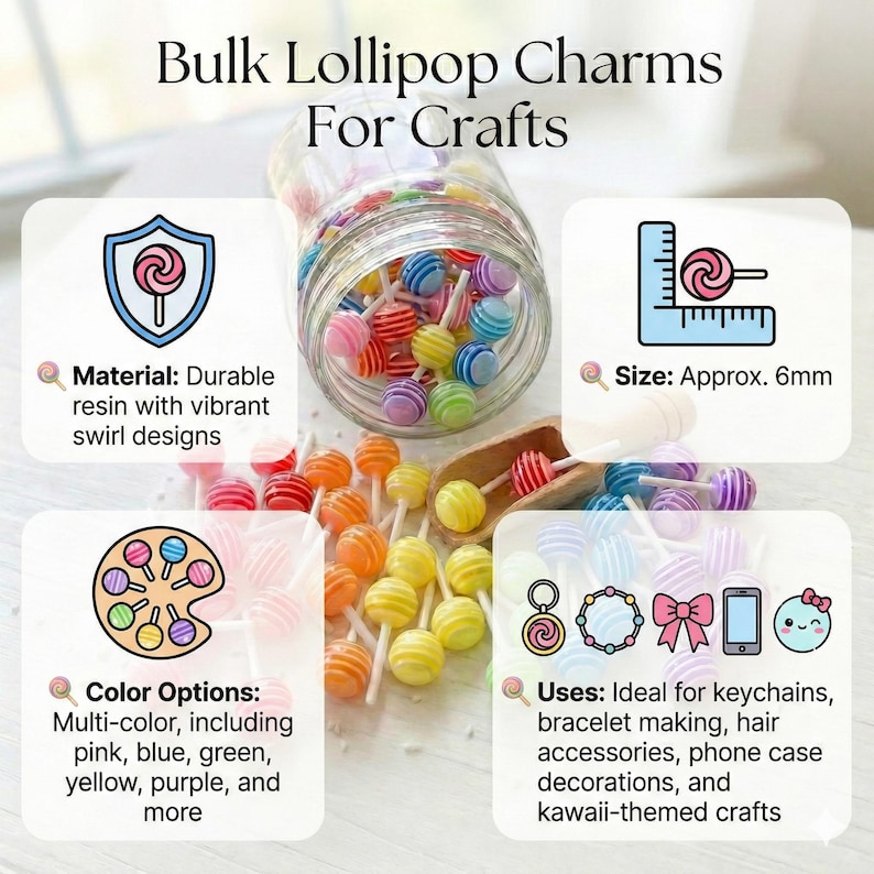 Bulk Lollipop Charm Miniature Candy Charm for DIY Craft Jewelry Resin ...