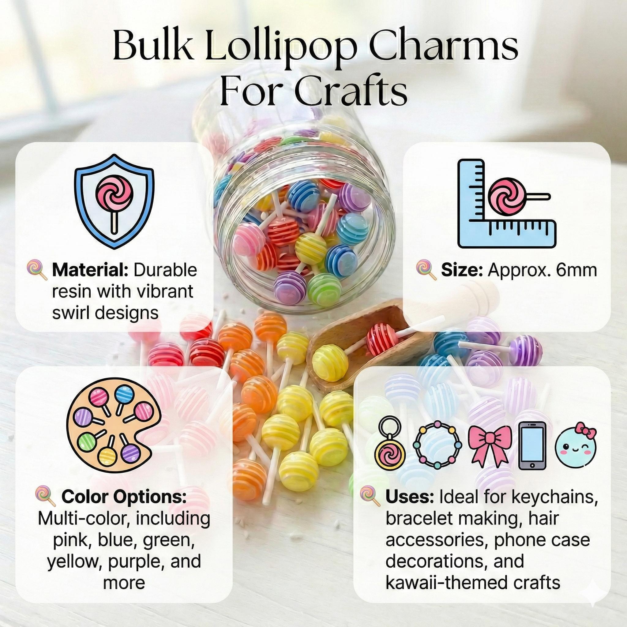 Bulk Lollipop Charm Miniature Candy Charm for DIY Craft Jewelry Resin ...