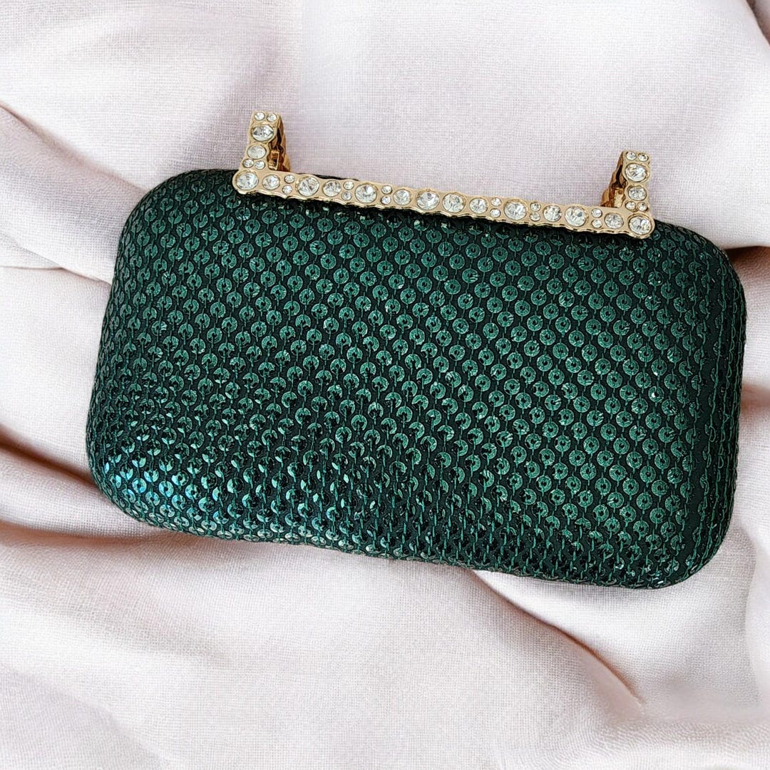 Elegant Emerald Green Clutch Gold Evening Clutch Bridal Bag Green ...
