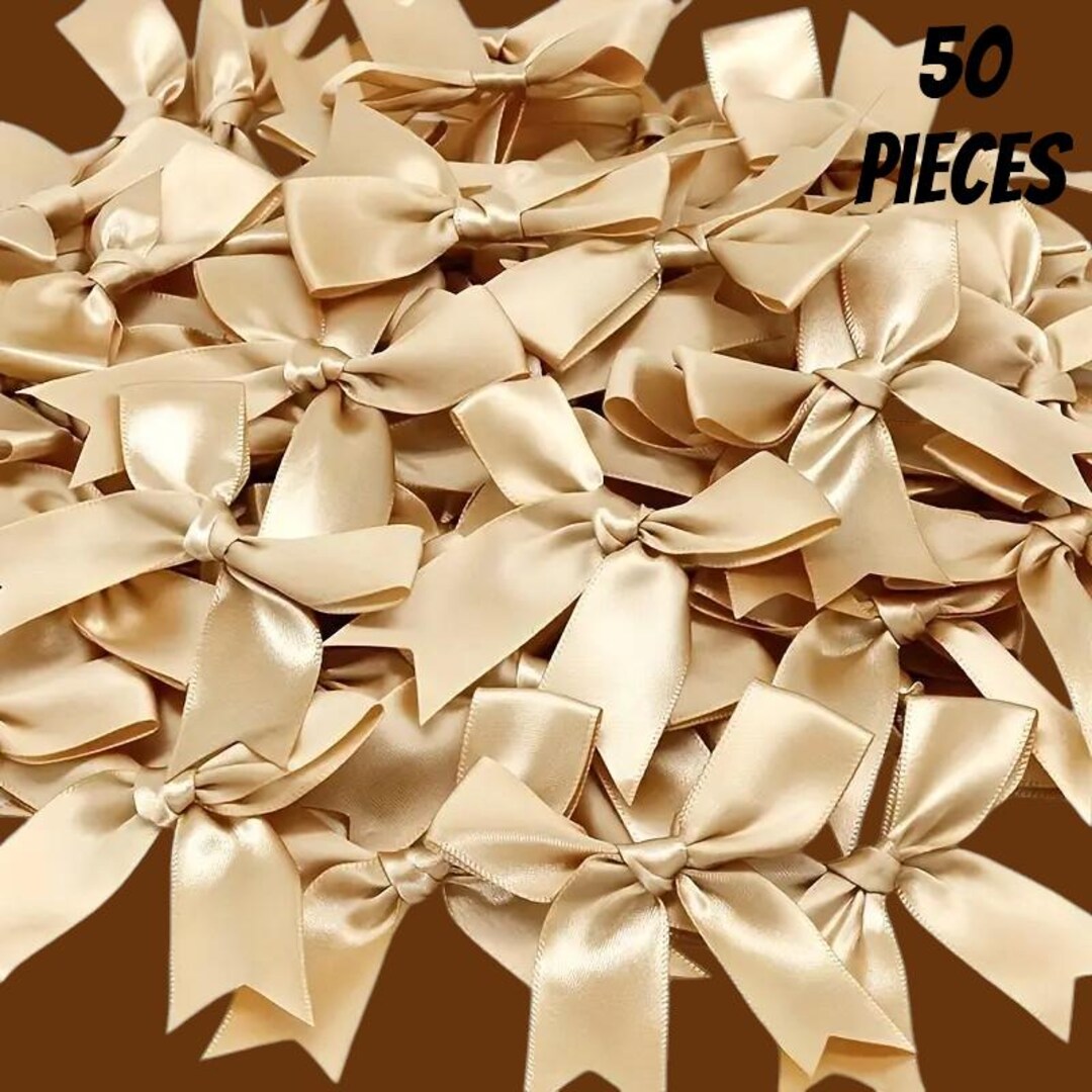 Satin Bows Bulk 50 Pack Pre-tied for Wedding Baby Shower Decor Gift ...
