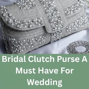 Silver Formal Clutch Crystal Evening Bag Bridal Gift Silver Beaded ...