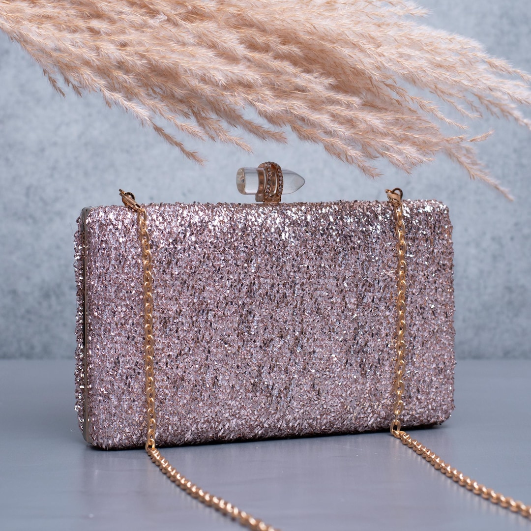 Sparkly Clutch Pink Evening Bag Special Occasion Purse Prom Accessory ...