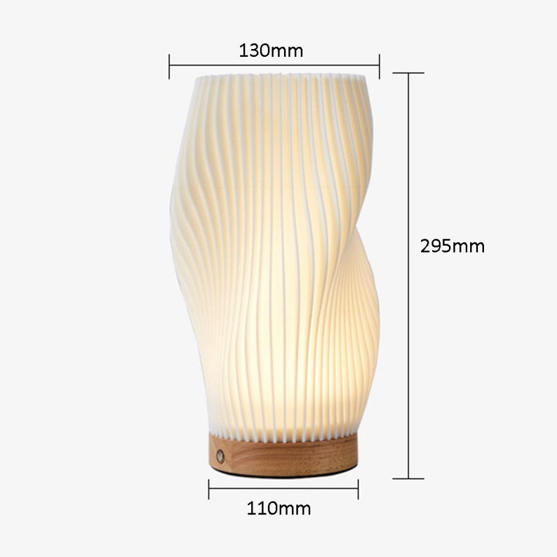 Rechargeable Wooden Led Table Lamp Cordless Wave - Etsy