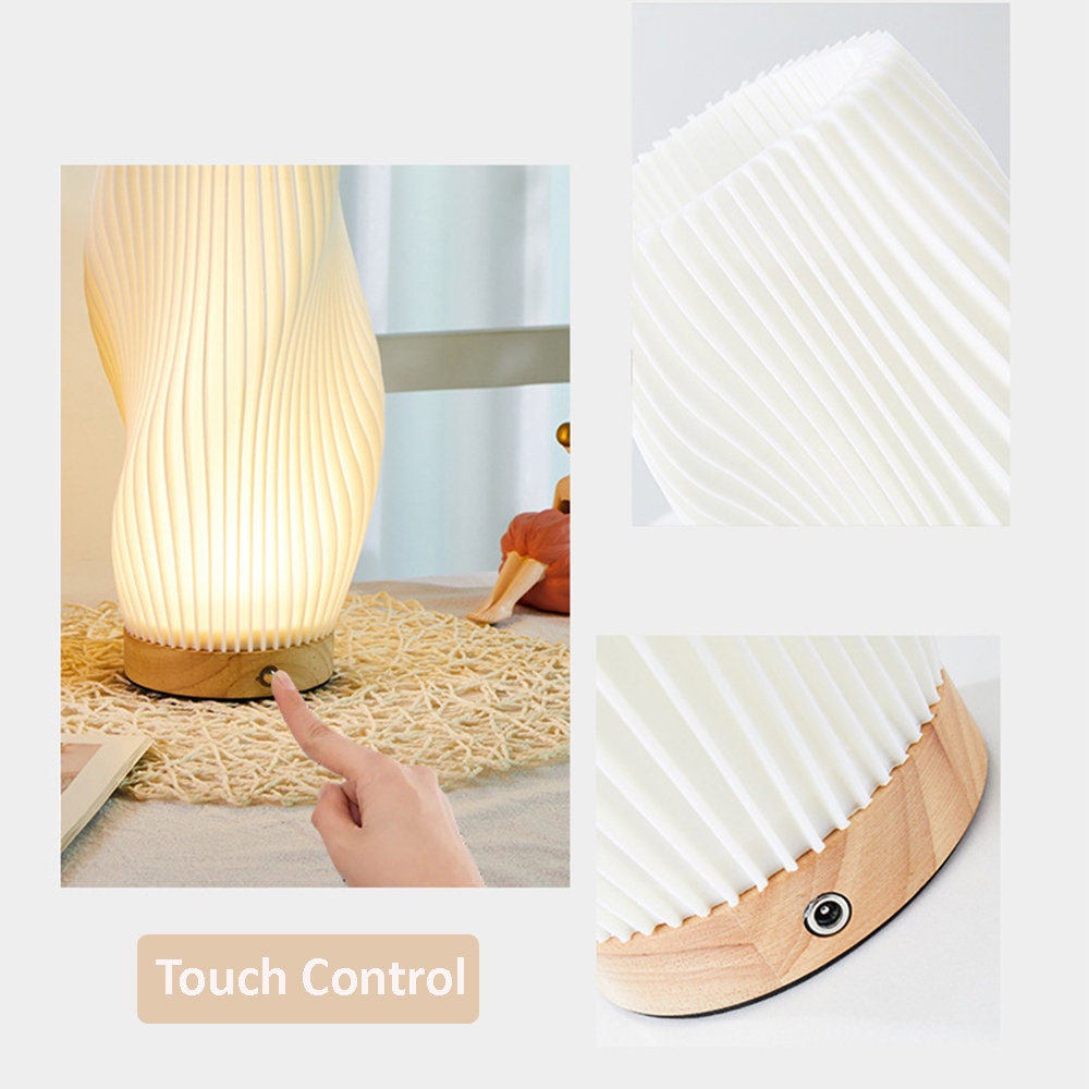 Rechargeable Wooden Led Table Lamp Cordless Wave - Etsy