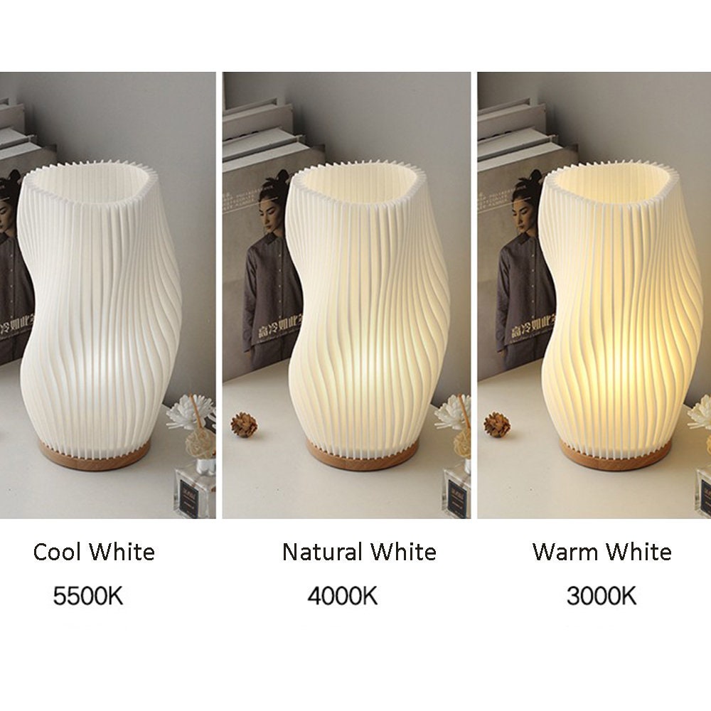 Rechargeable Wooden Led Table Lamp Cordless Wave - Etsy