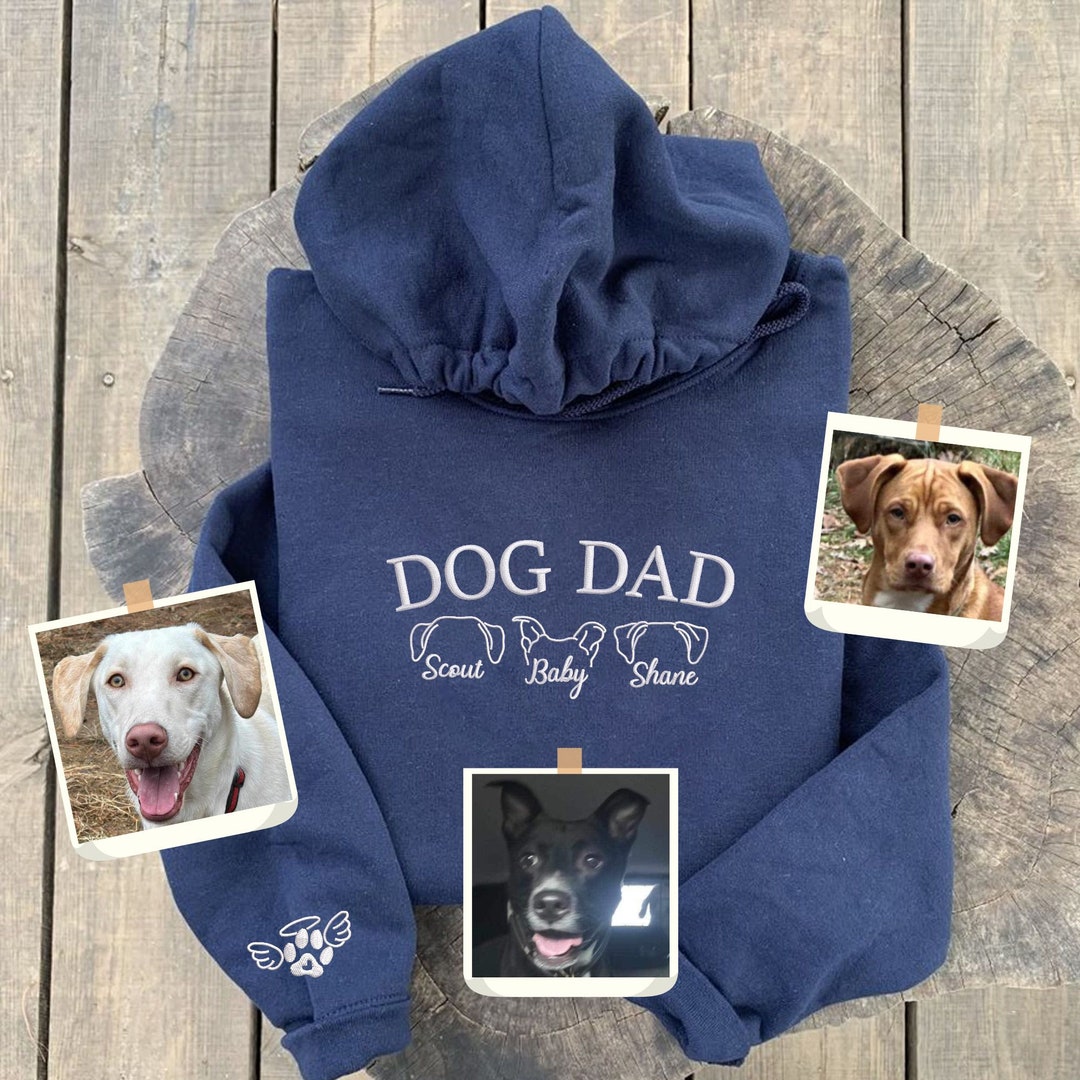 Custom Embroidered Dog Dad Hoodie With Dog Ear Outline, Dog Ear ...