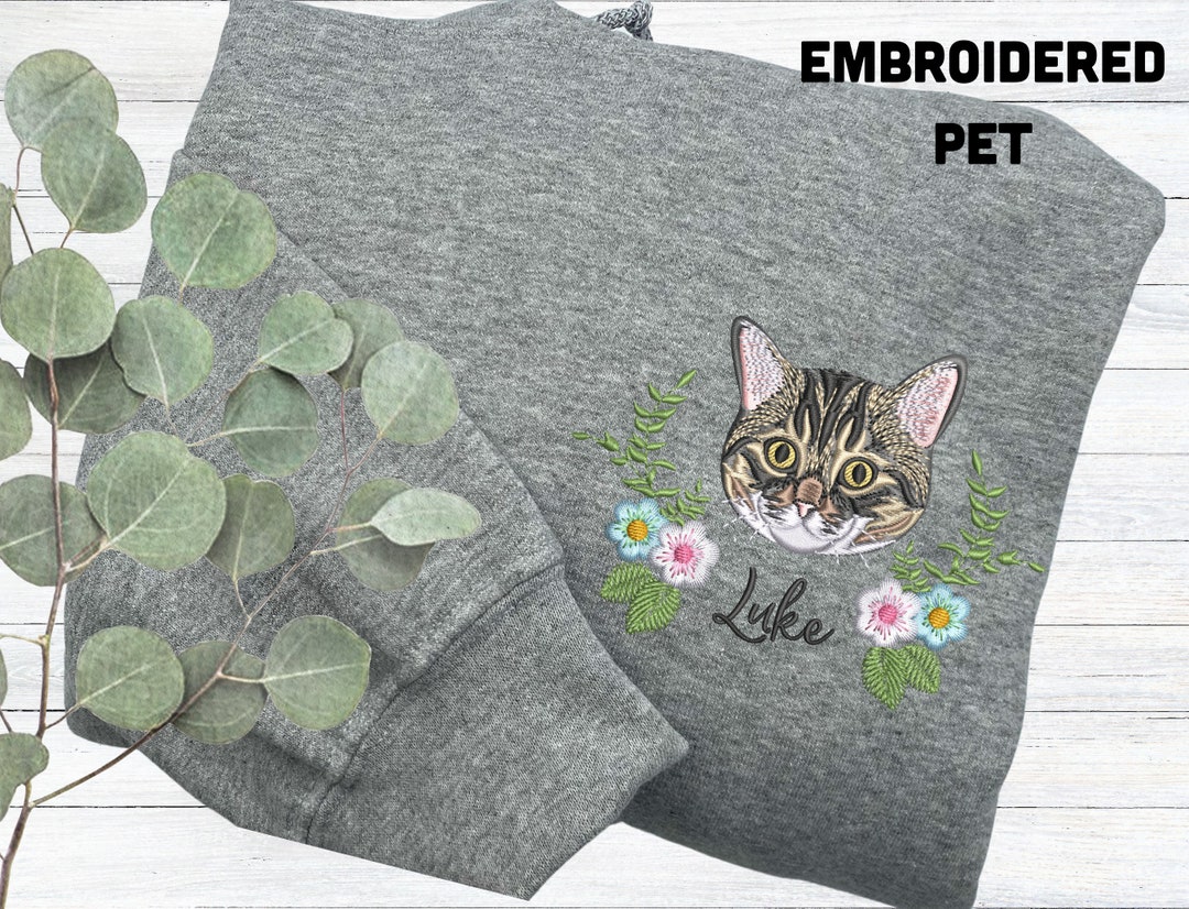 PERSONALIZED Custom Embroidered Pet Sweatshirt Using Pet Photo, Pet ...