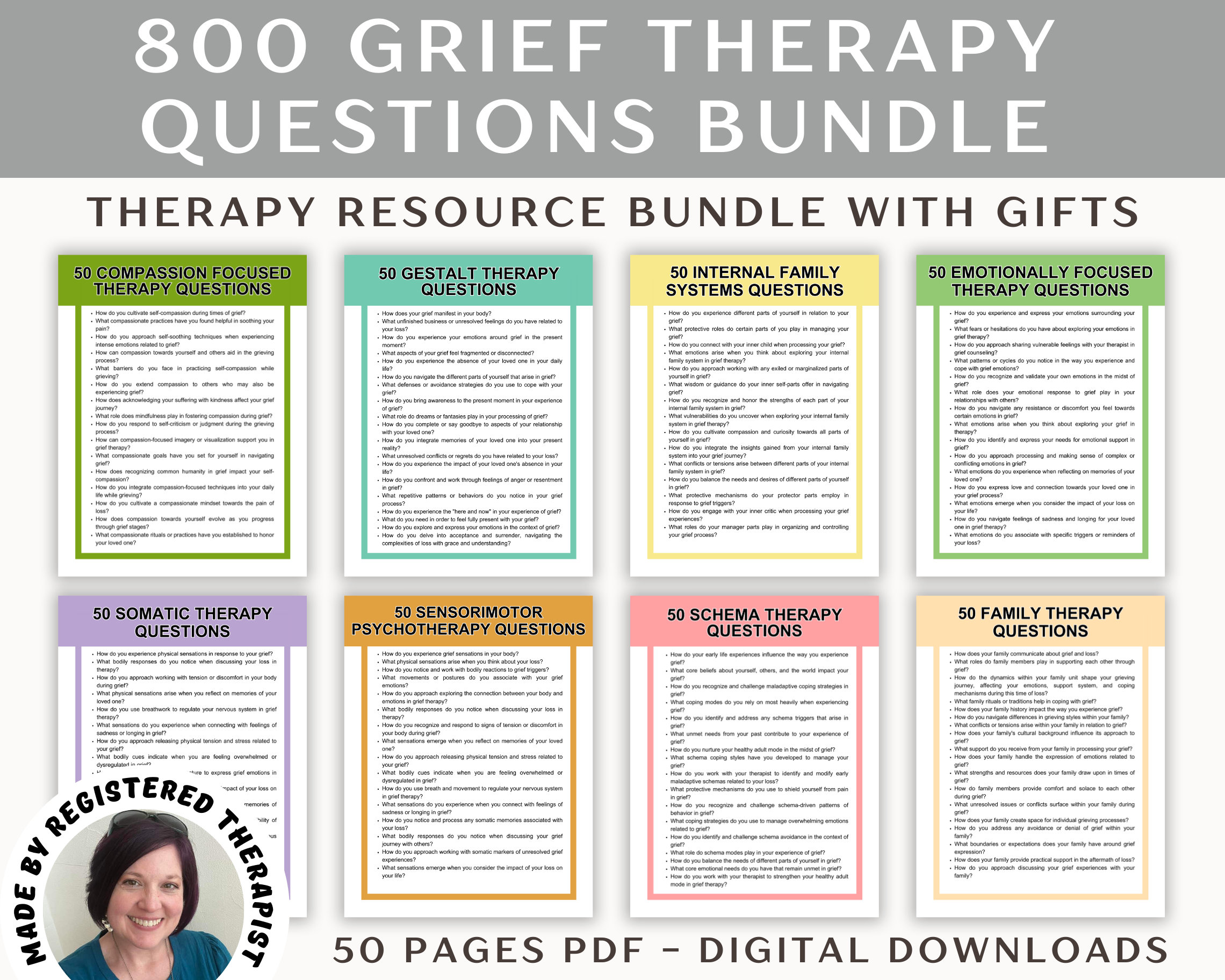 Grief Therapy Questions Bundle: 800 Counseling Prompts (digital ...