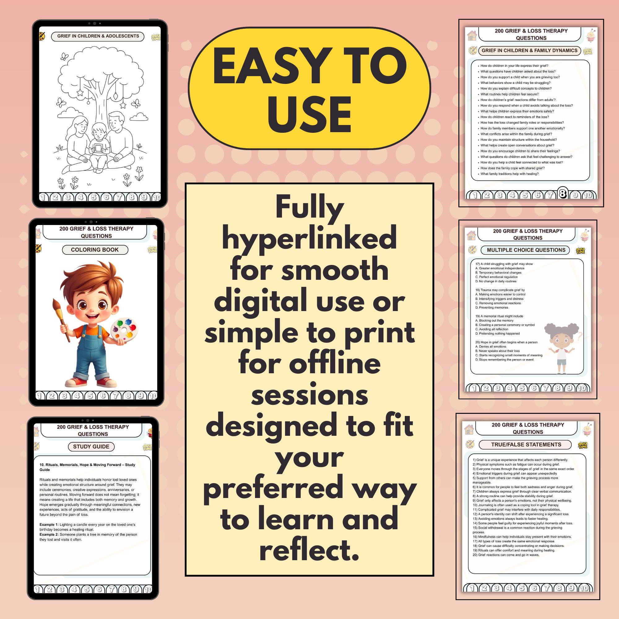 Grief Therapy Questions Bundle: 200 Counseling Prompts (digital ...