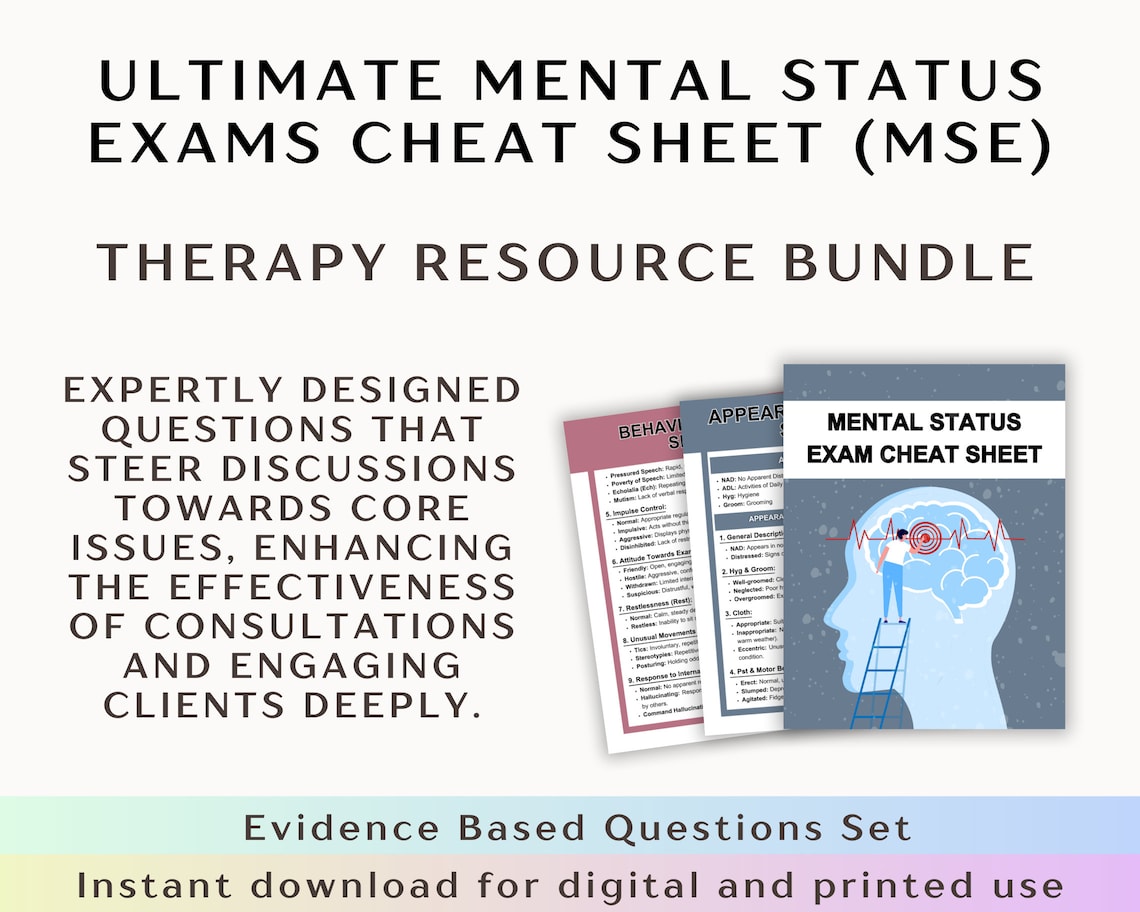 Mental Status Exam Cheat Sheet: MSE Reference & Assessment (digital ...