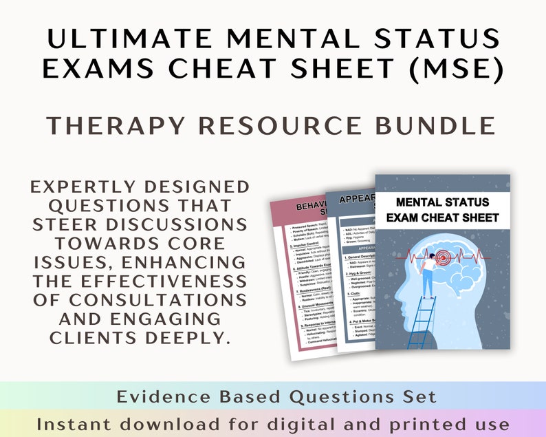 Mental Status Exam Cheat Sheet: MSE Reference & Assessment (digital ...