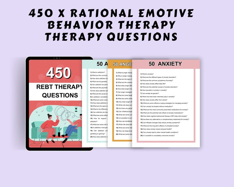 REBT Therapy Questions Bundle: Therapist Counseling Tools (digital ...