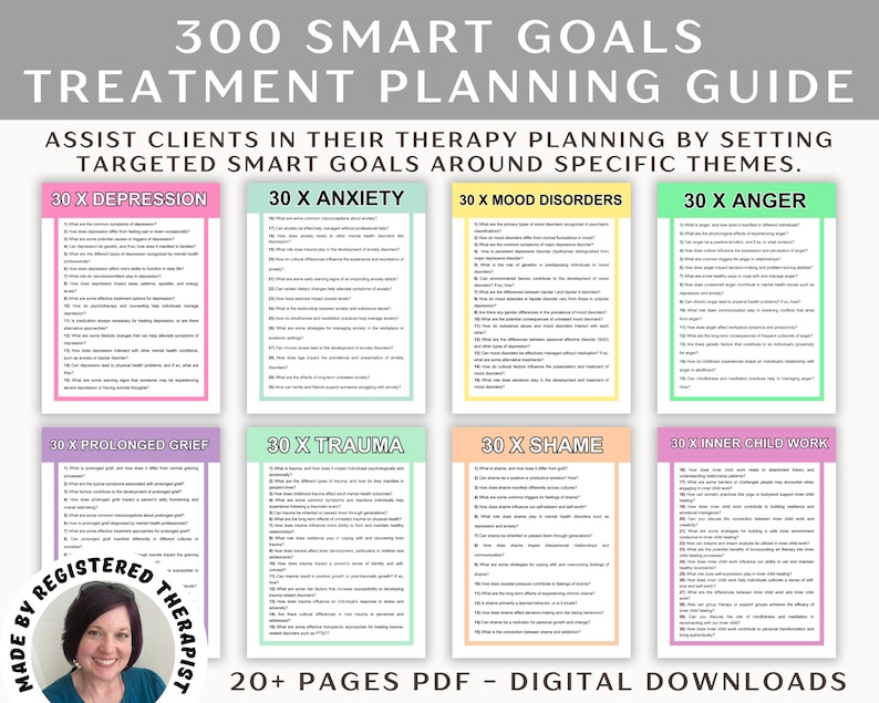 SMART Goals Treatment Planning Guide: 300 Therapy Goals (digital ...