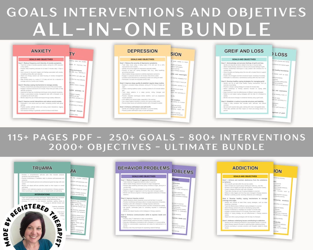 Therapy Treatment Plan Bundle: Goals, Interventions, Objectives (PDF ...