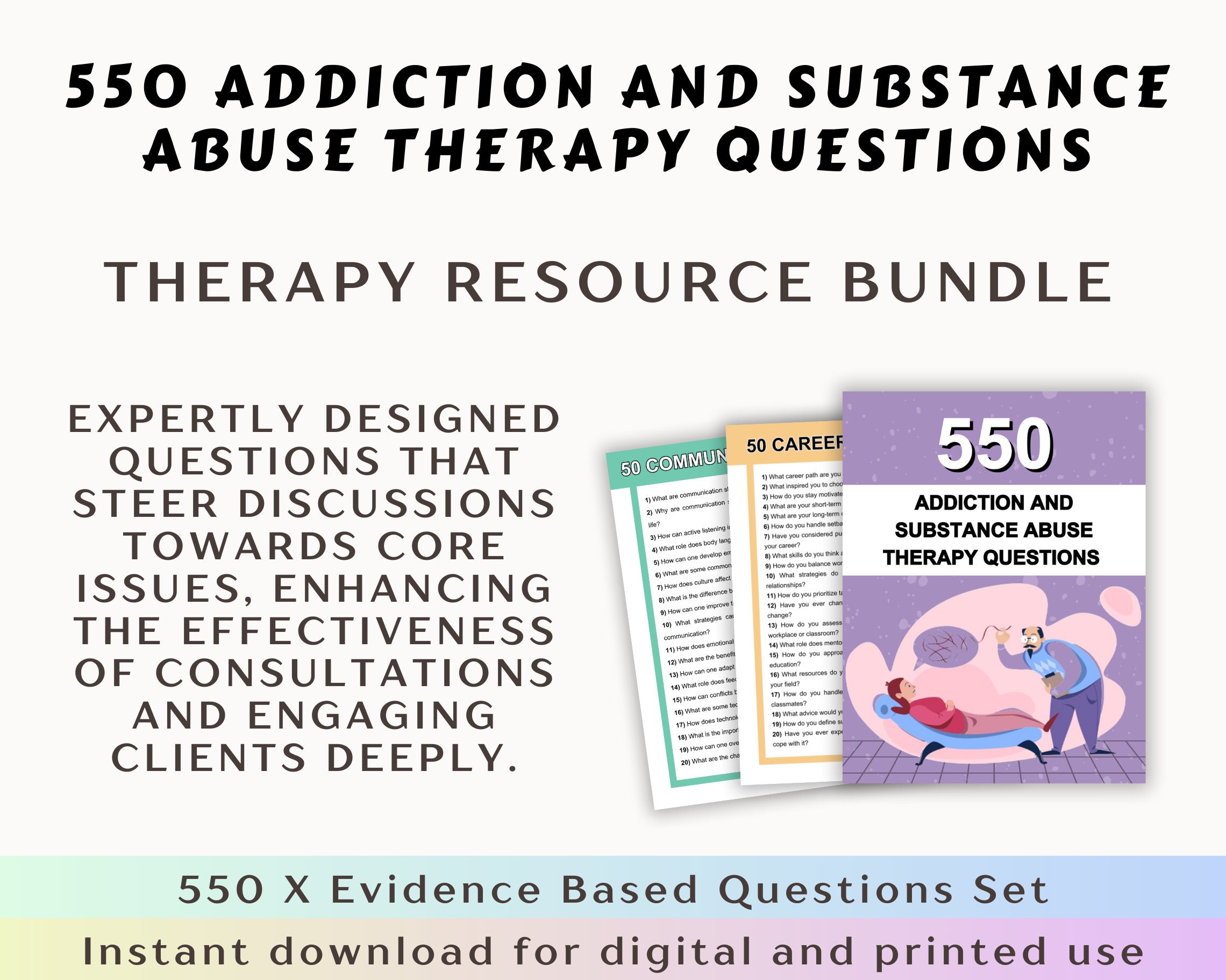 Addiction and Substance Abuse Therapy Questions Bundle Therapy Session ...