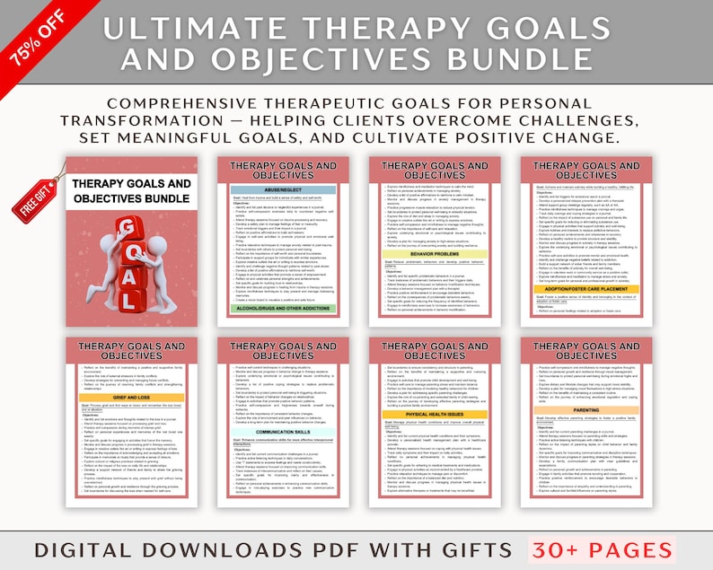Therapy Goals and Objectives Bundle: Clinical Notes & Cheat Sheets (PDF ...