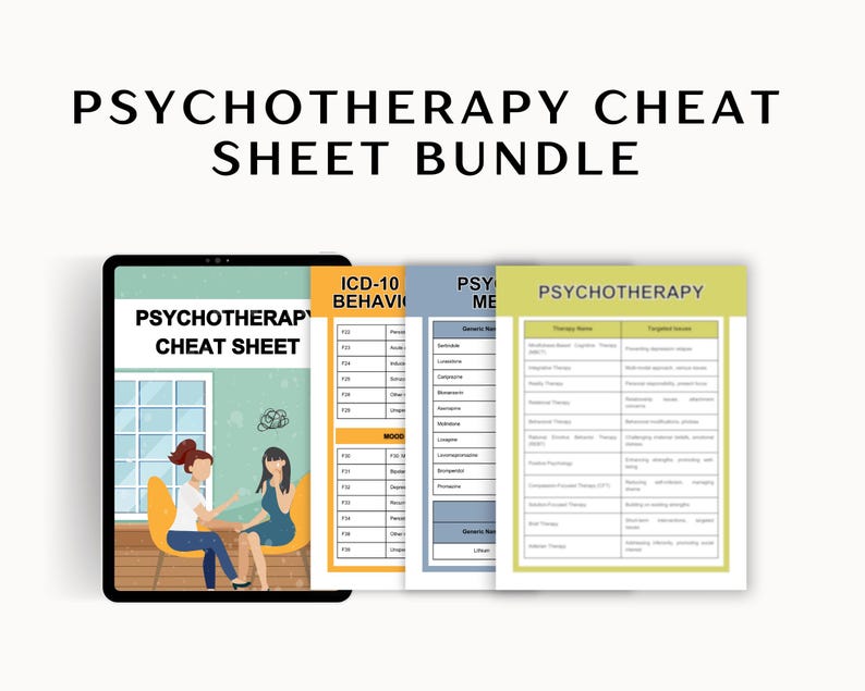 Psychotherapy Cheat Sheets, Therapist Cheat Sheets, Clinical Terms ...