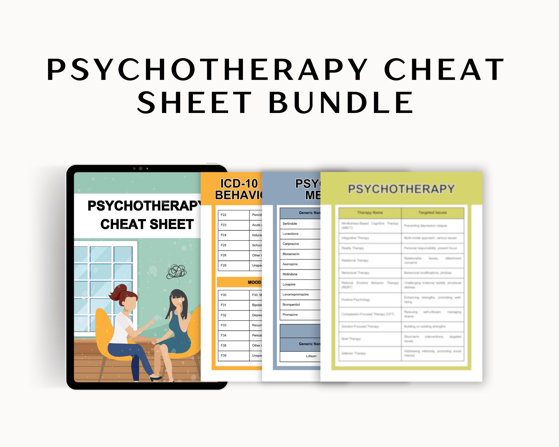 Psychotherapy Cheat Sheets, Therapist Cheat Sheets, Clinical Terms ...
