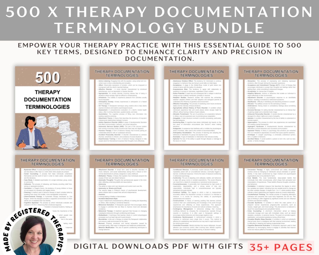 Therapy Documentation Terminology Bundle, Therapy Worksheet, Therapy ...