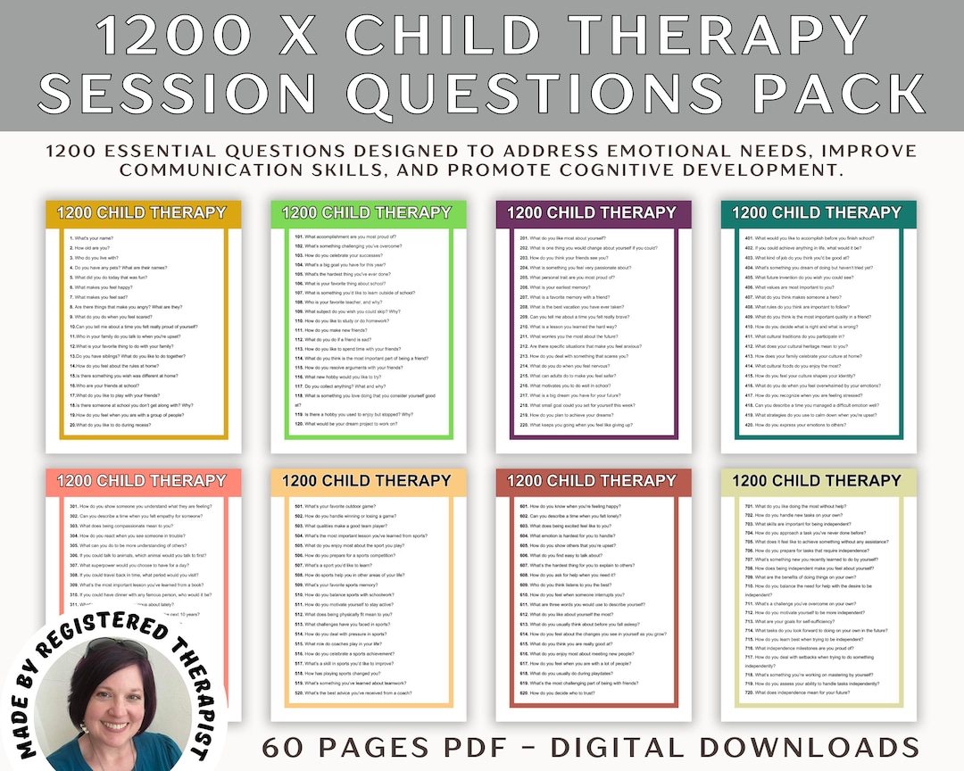 Child Therapy Session Questions, Counseling Questions, Therapy ...