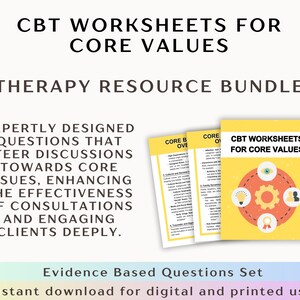 CBT Worksheets for Core Values, Mental Health Workbook, Limiting ...