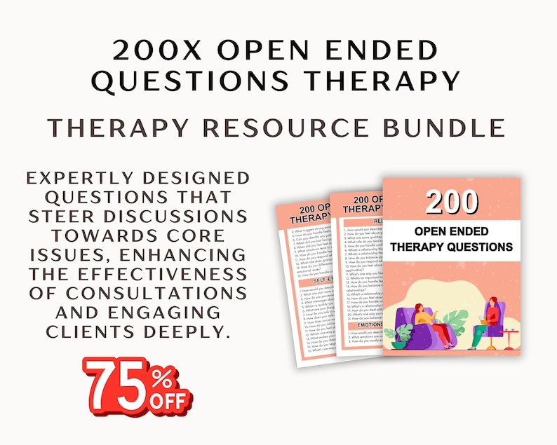 200 Open Ended Therapy Questions: Counseling Tools (PDF) - Etsy