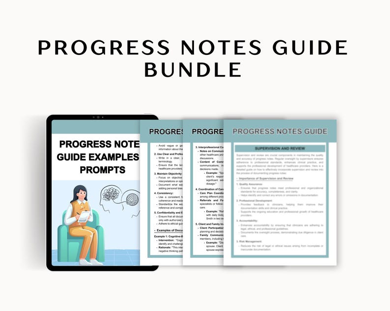Therapy Progress Notes Guide: Examples & Prompts (digital Download) - Etsy