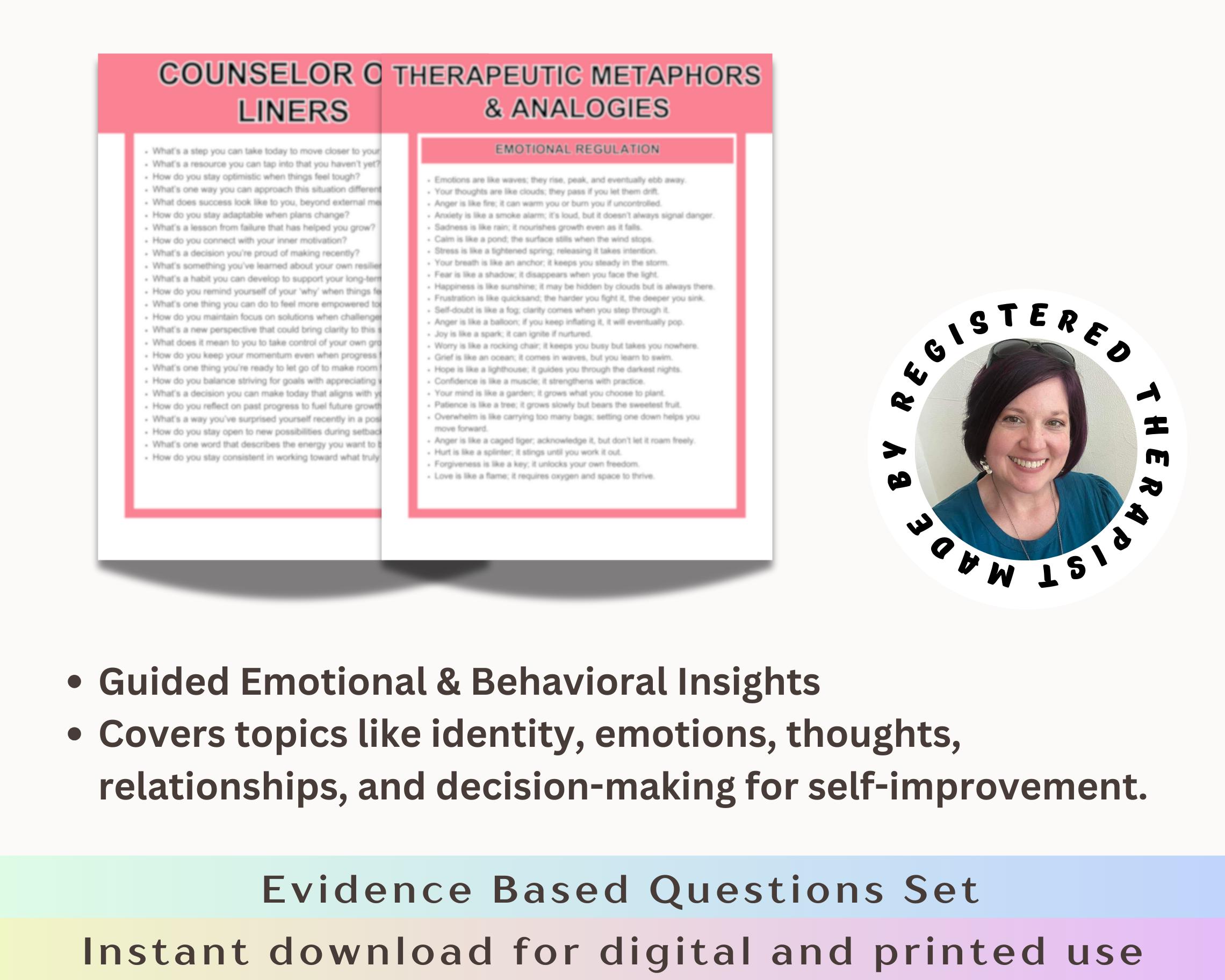 Therapist One-liners Guide: Counseling Prompts & Reflection Tools (PDF ...