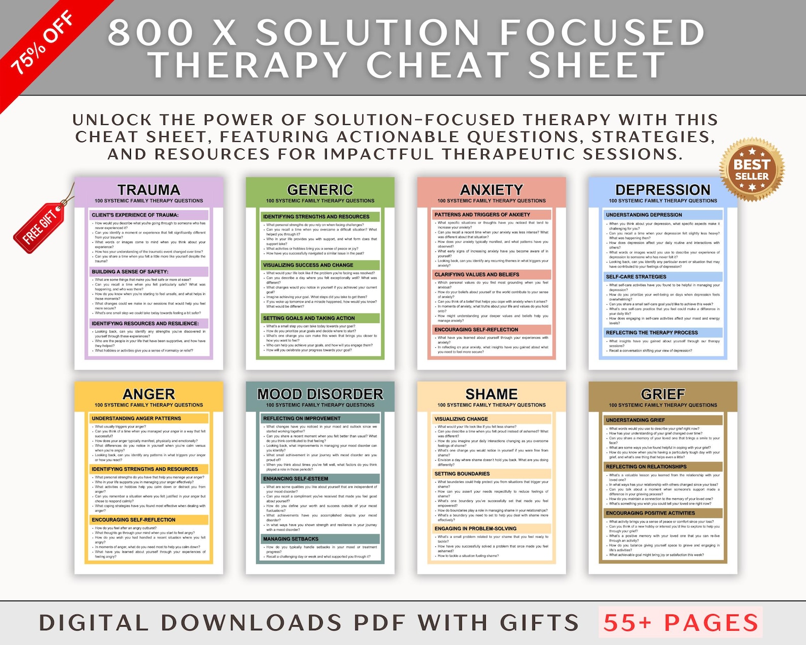 Solution Focused Therapy Cheat Sheet: 800+ SFT Questions (digital ...