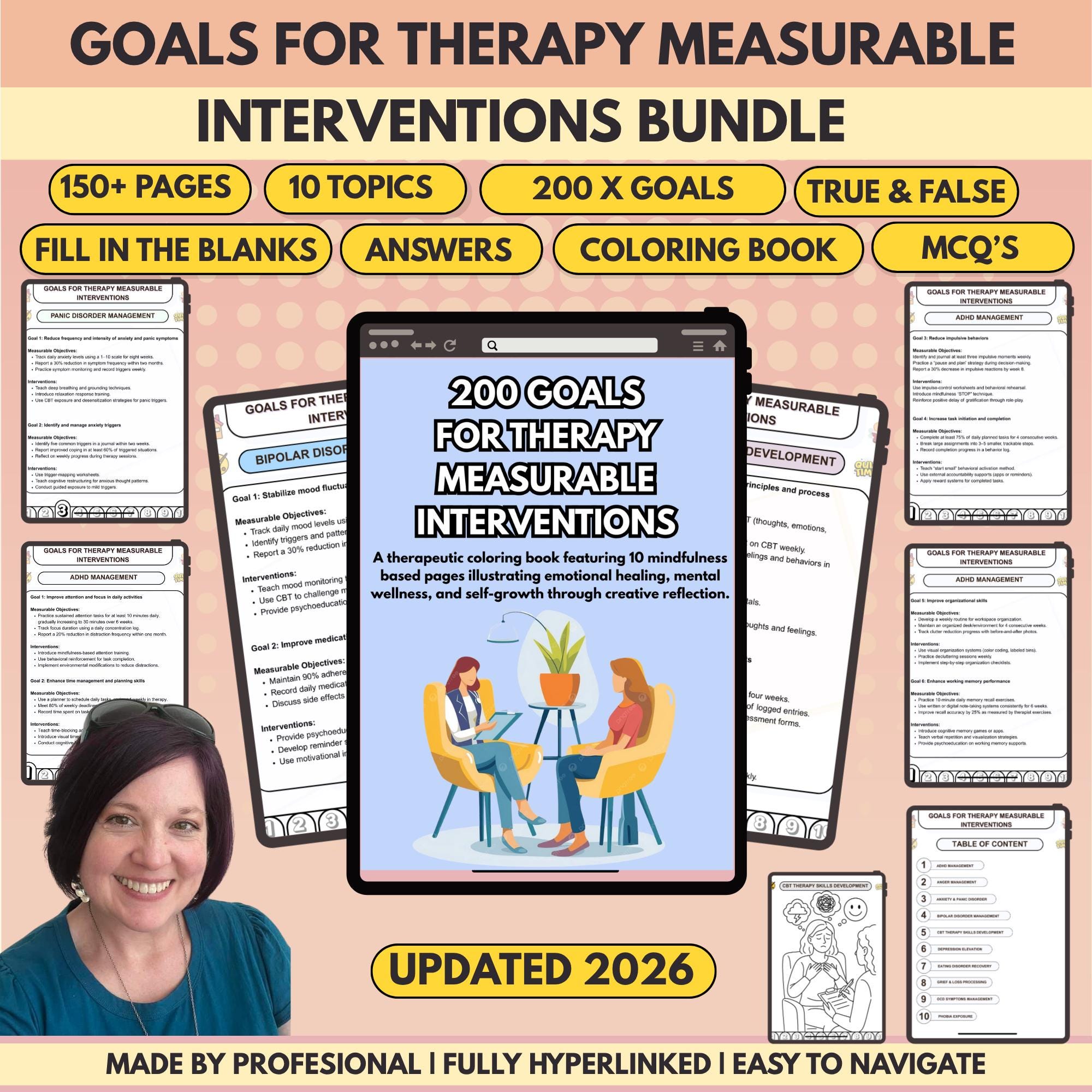 Goals for Therapy Measurable Interventions Bundle, 200 X Goals, 150 ...