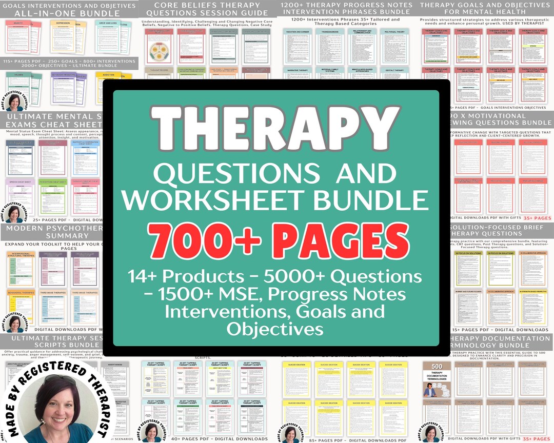 Therapist Bundle: Therapy Questions, Interventions, and Goals (PDF) - Etsy
