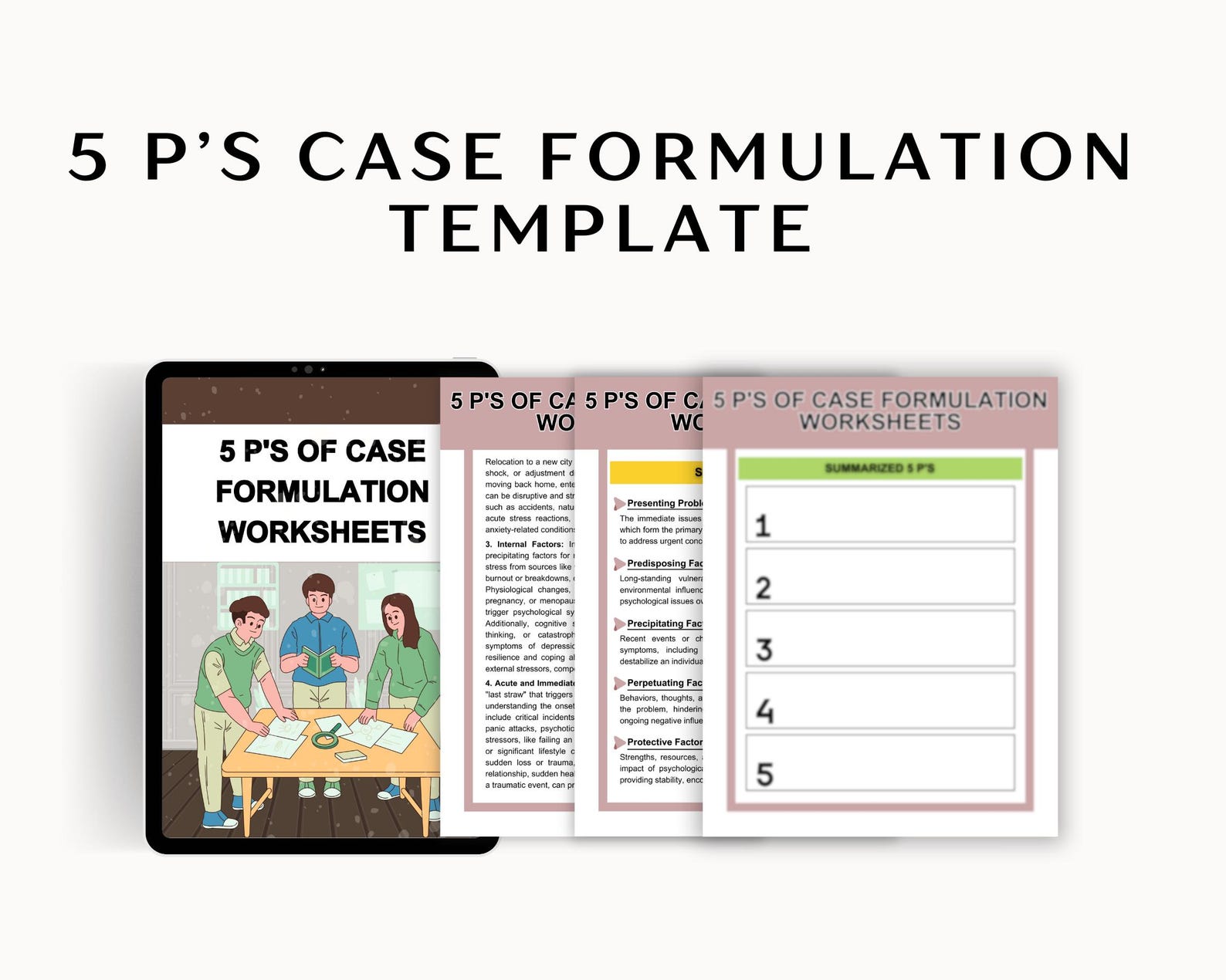 5 P's of Case Formulation Worksheets: Mental Health Tool (PDF) - Etsy
