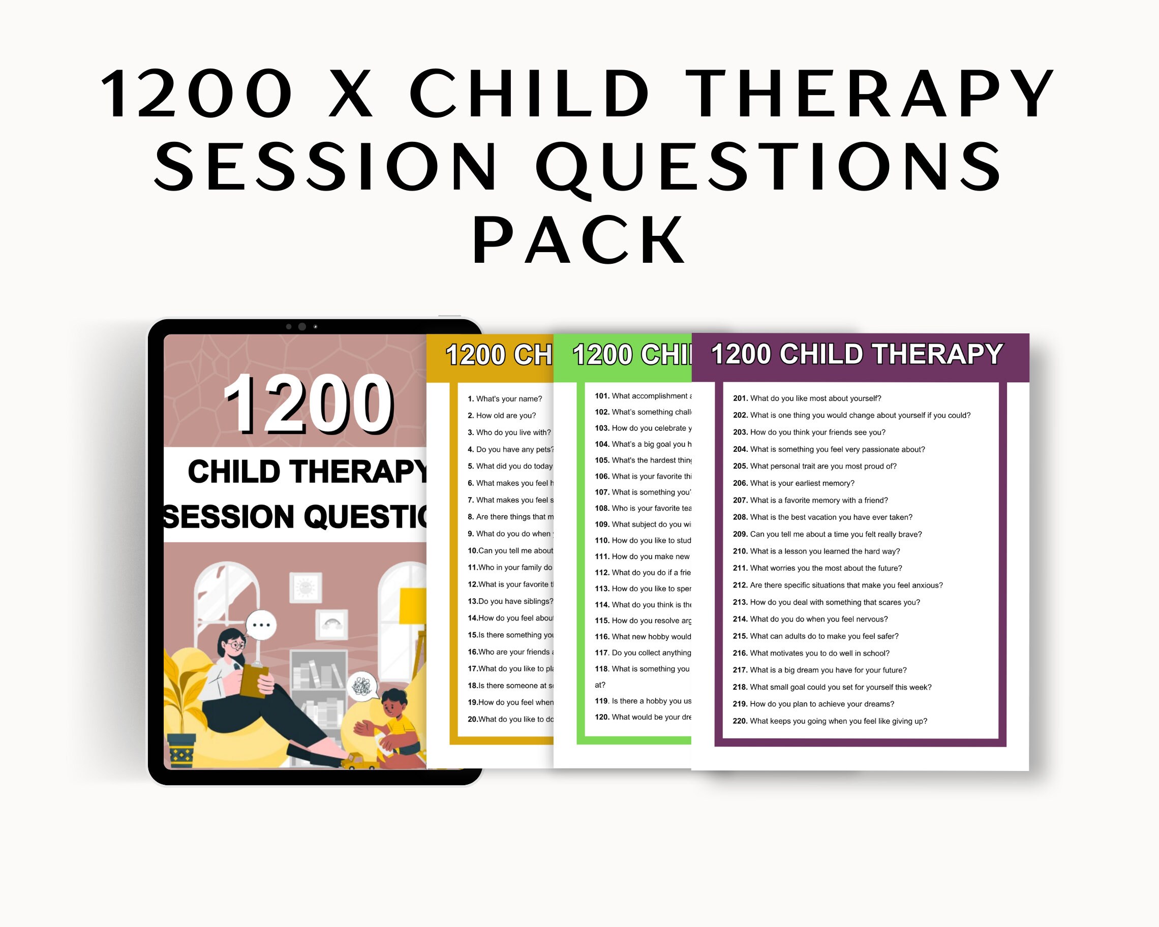 Child Therapy Session Questions, Counseling Questions, Therapy ...