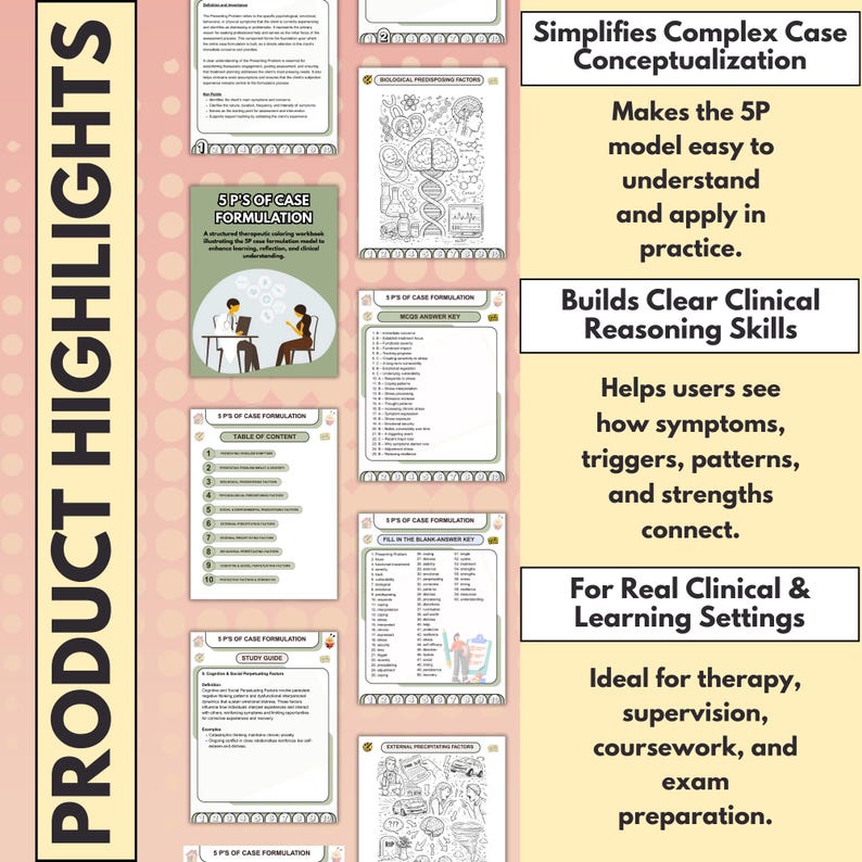 5 P's of Case Formulation Worksheets: Mental Health Tool (PDF) - Etsy ...
