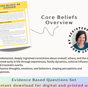 CBT Worksheets for Core Values, Mental Health Workbook, Limiting ...