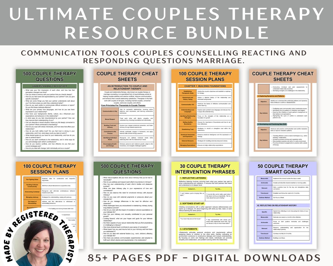 Couples Therapy Resource Bundle: Communication Tools (digital Download ...