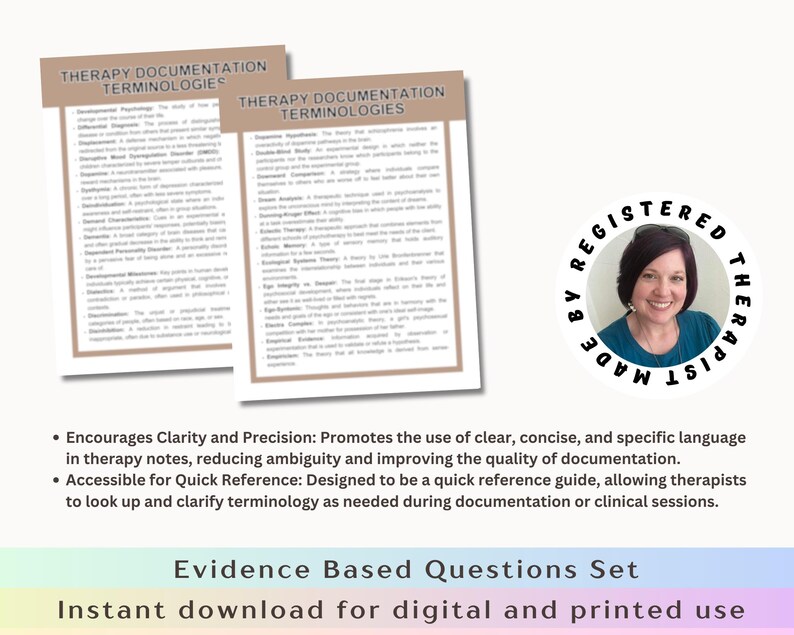 Therapy Documentation Terminology Bundle, Therapy Worksheet, Therapy ...
