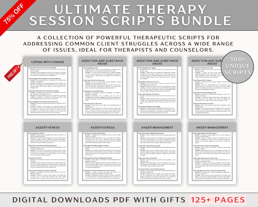 Therapy Session Scripts: 300+ Unique Client Scenarios (digital Download ...